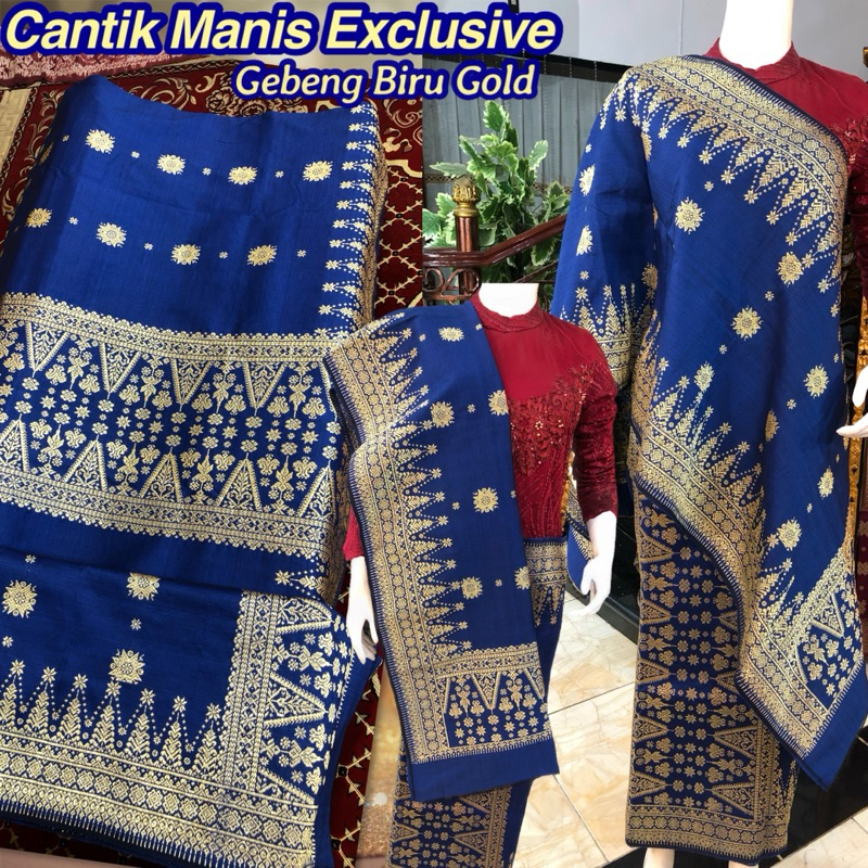 Jual Songket Cantik Manis Exclusive Gebeng Biru Gold /songket tenun asli palembang /ilham ...