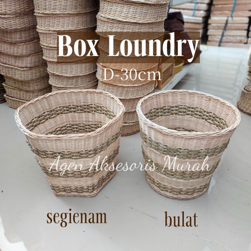 Jual Box Loundry Rotan / Tempat Sampah Rotan Diameter 30cm | Shopee ...