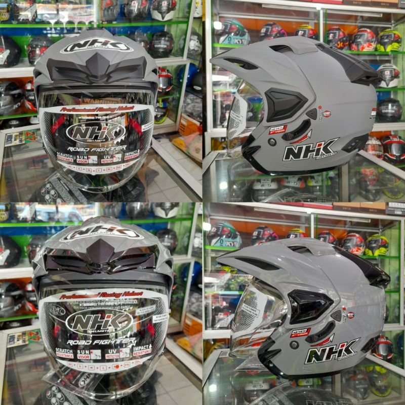 Jual helm nhk predator crypton dim grey glossy || dim grey doff ...