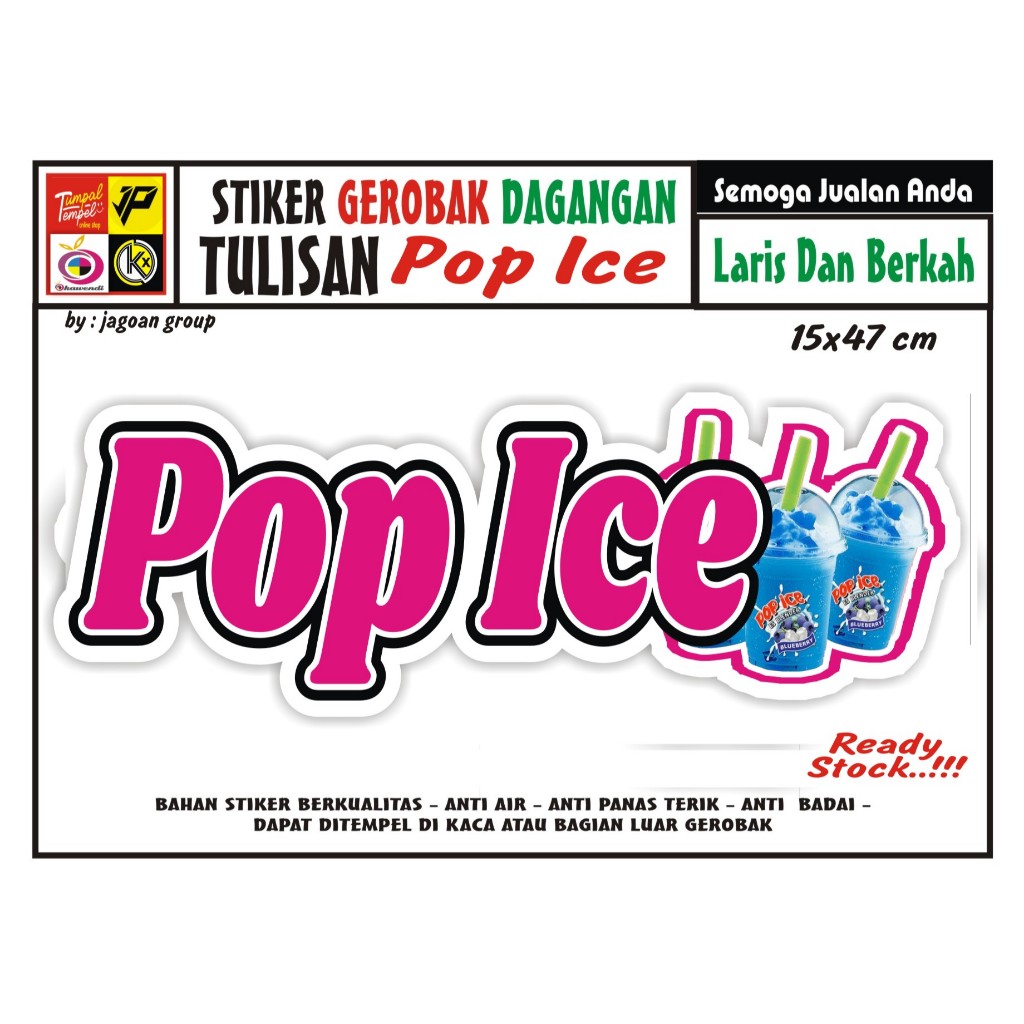 Jual stiker kaca gerobak tulisan pop ice | Shopee Indonesia