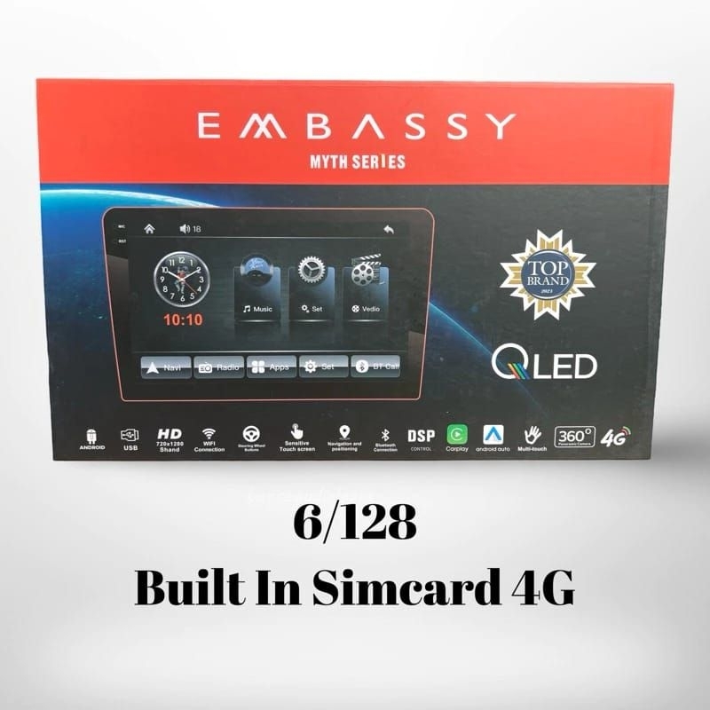 Jual Head unit Android 9 inch Embassy 6/128 Built In Simcard 4G Support ...