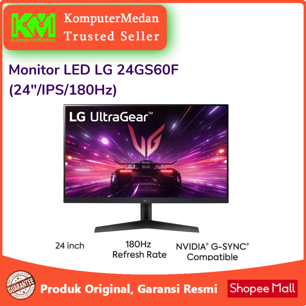 Jual Monitor LED LG 24GS60F - 24GS60F-B (24"/IPS/180Hz/DP/HDR10/G-Sync/FreeSync) | Shopee Indonesia