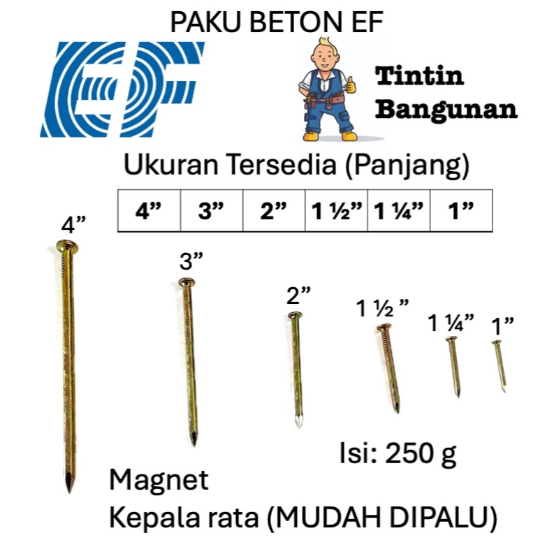 Jual PAKU BETON EIFFEL Paku Kuning Galvanis/Galfanis Paku Tembok Paku ...