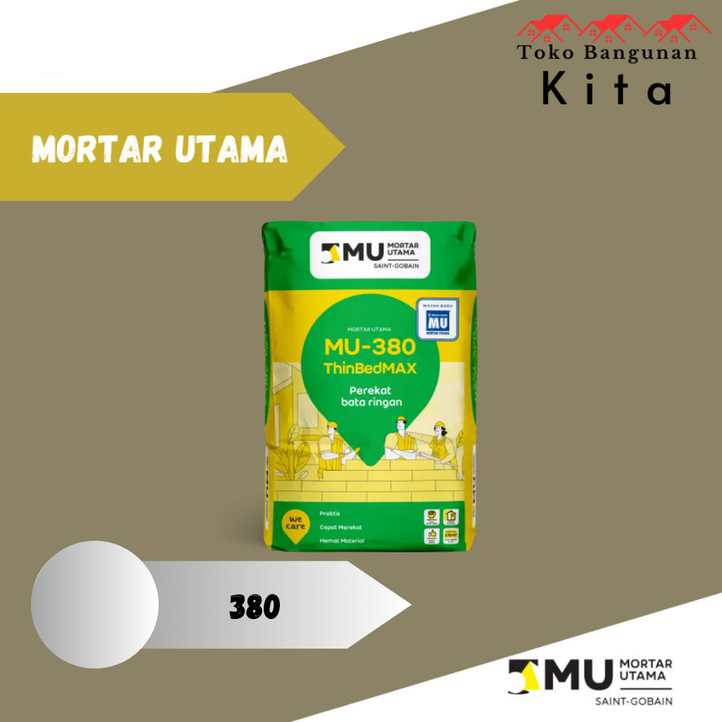 Jual SEMEN MORTAR MU 380 PEREKAT BATA RINGAN 40KG | Shopee Indonesia
