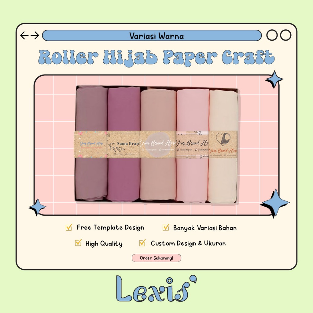 Jual CETAK ROLL HIJAB PAPER CRAFT / PAPER CRAFT VARIASI WARNA / ROLLER ...