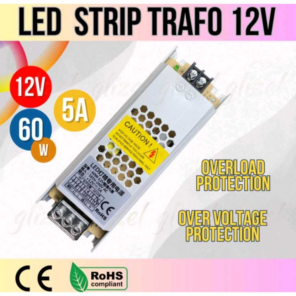 Jual Power Supply Slim 12V 60w 100w 150w / Trafo Indoor Light Box LED Strip | Shopee Indonesia