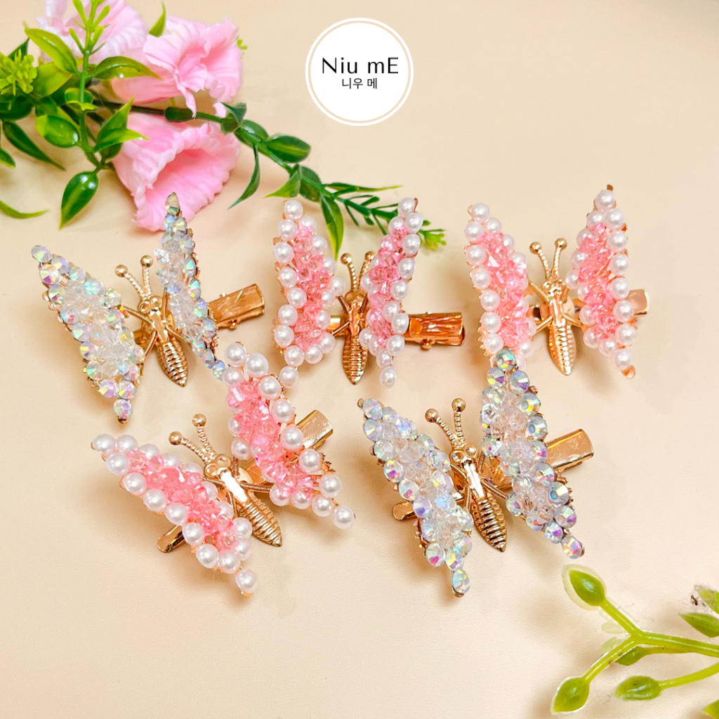 Jual Niu mE Jepit/Jepitan Rambut Clips Besi Warna Emas Crystal Kupu ...