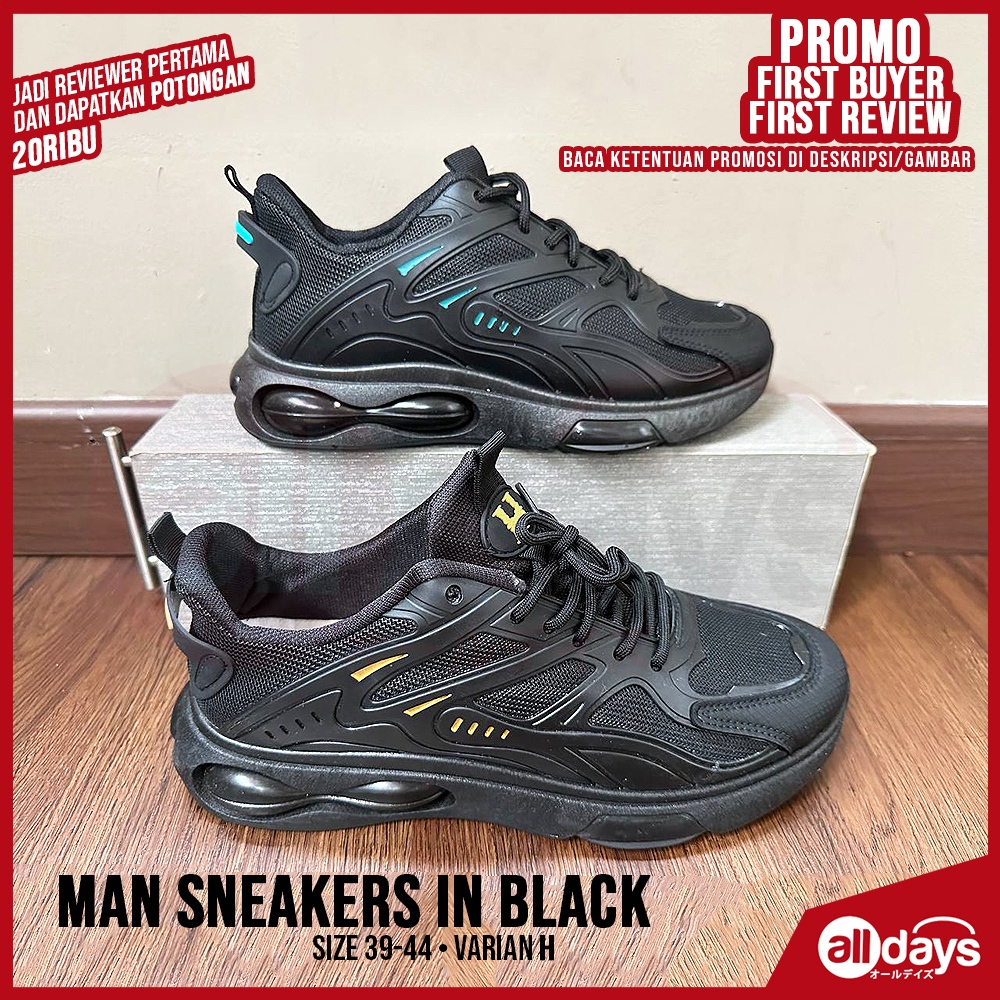 Jual Alldays Sepatu Sneakers Pria / Man Sneakers All in Black Shoes ...