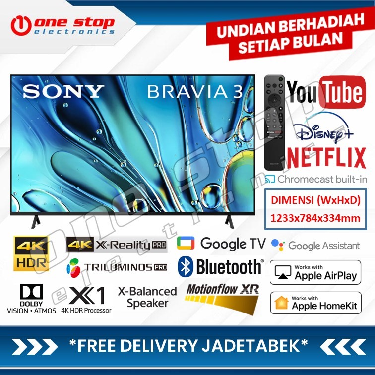 Jual SONY BRAVIA 3 K-55S30 / S30 4K Ultra HD HDR Smart Google TV 55 ...