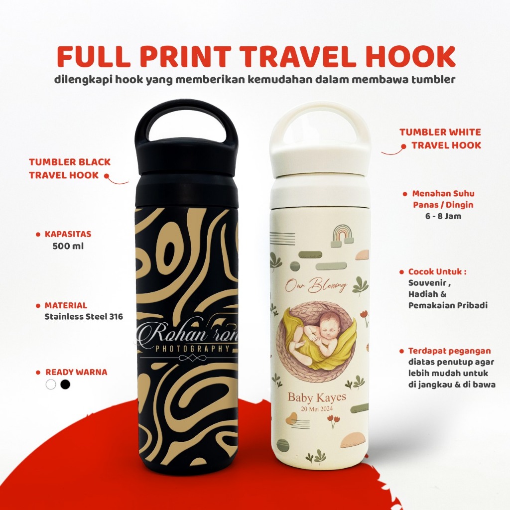 Jual Tumbler Custom Nama Logo Print FULL PRINT Travel Hook Kustom Botol ...