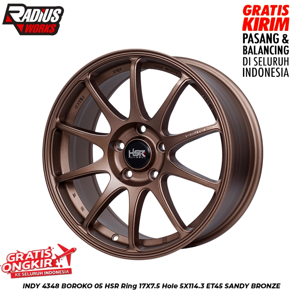 Jual velg mobil hsr indy ring 17 hole 5x114,3 untuk civic hrv innova xpander rush terios dll ...