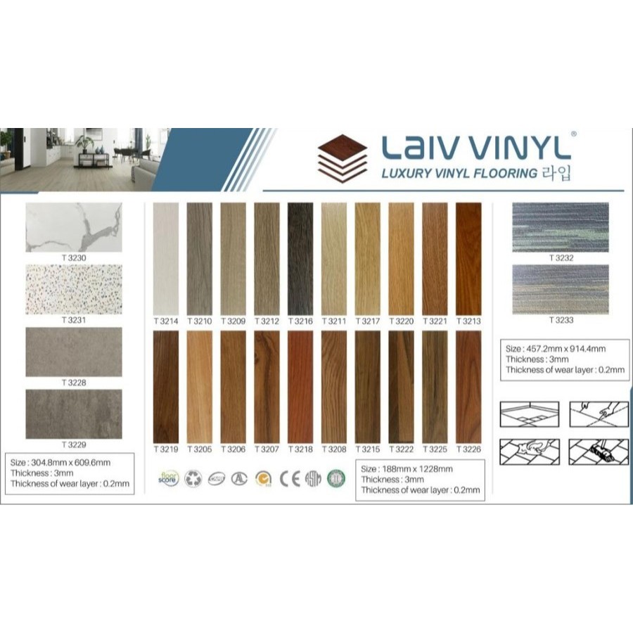 Jual Vinyl Flooring Laiv 3mm (1box isi : 14 Lembar 3,23m2 ) / Vinyl ...