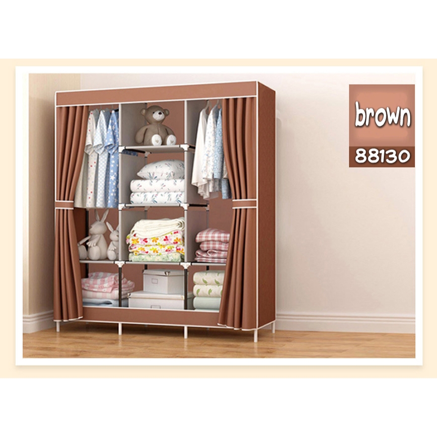 Jual PERABOT Lemari Pakaian Kain Portable Jumbo 88130 Lemari 3 Sekat ...