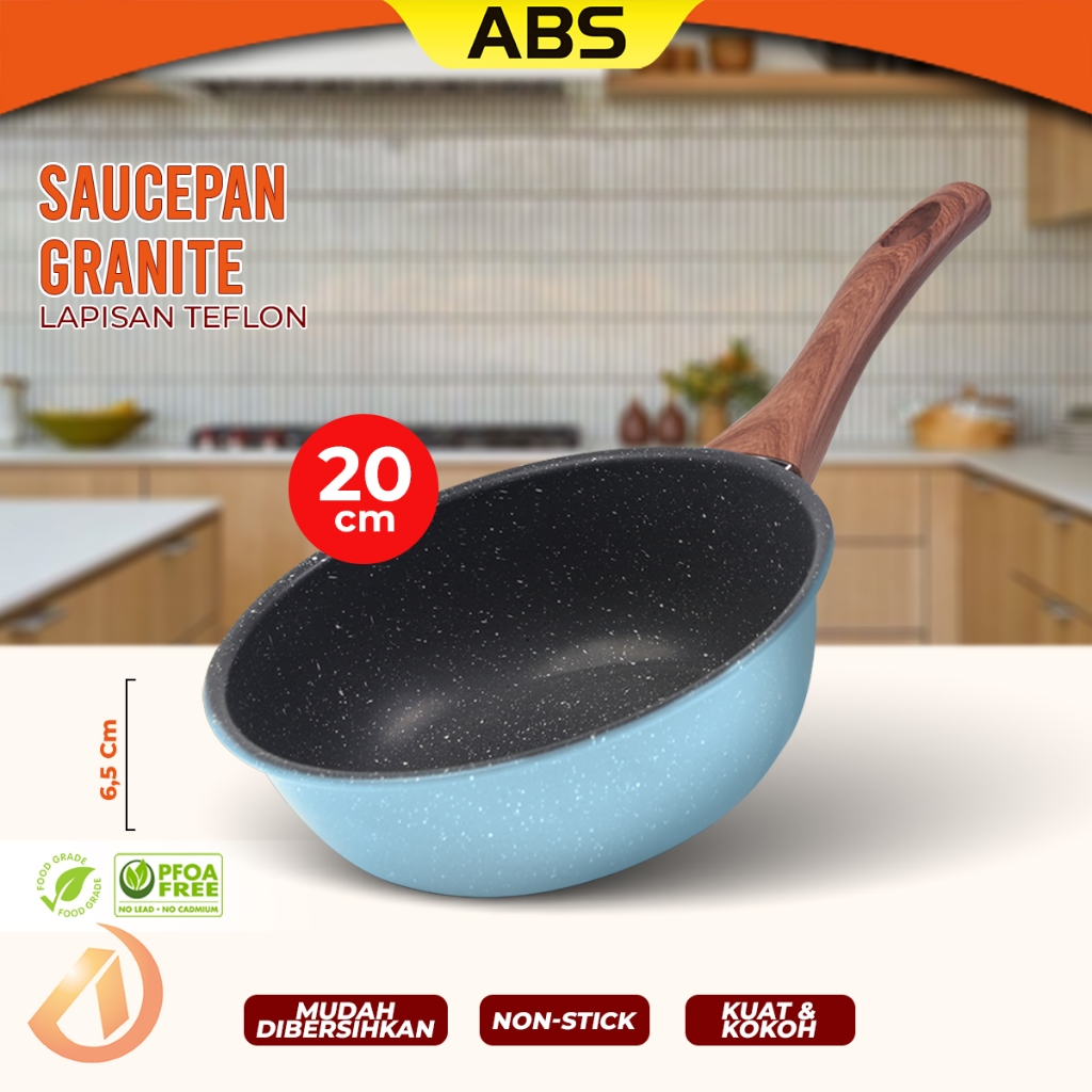 Jual ABS X Tifale By Deep Sauce Pan 20cm Granite Coating Anti Lengket | Shopee Indonesia