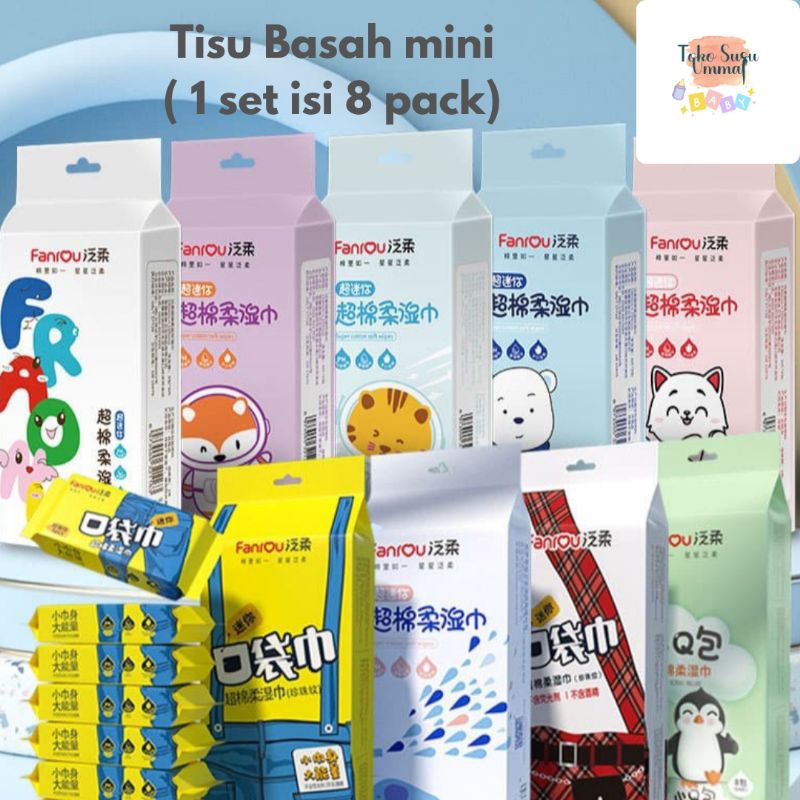 Jual (1 SET isi 8 Pack) Tisu Basah Mini/Tissue Basah Travel isi 8 Pack ...