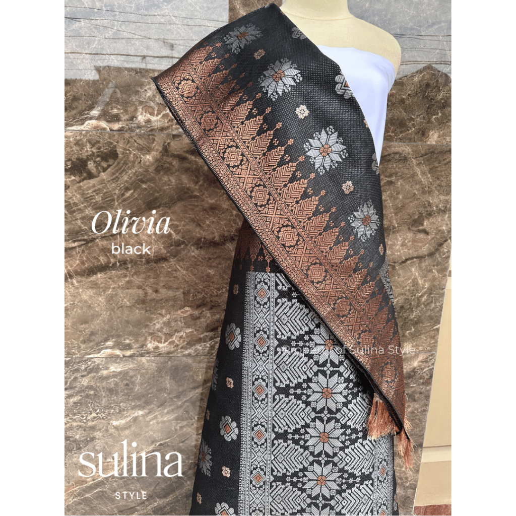 Jual Sulina Style - Kain Songket Mesin & Selendang Two Tone Olivia ...