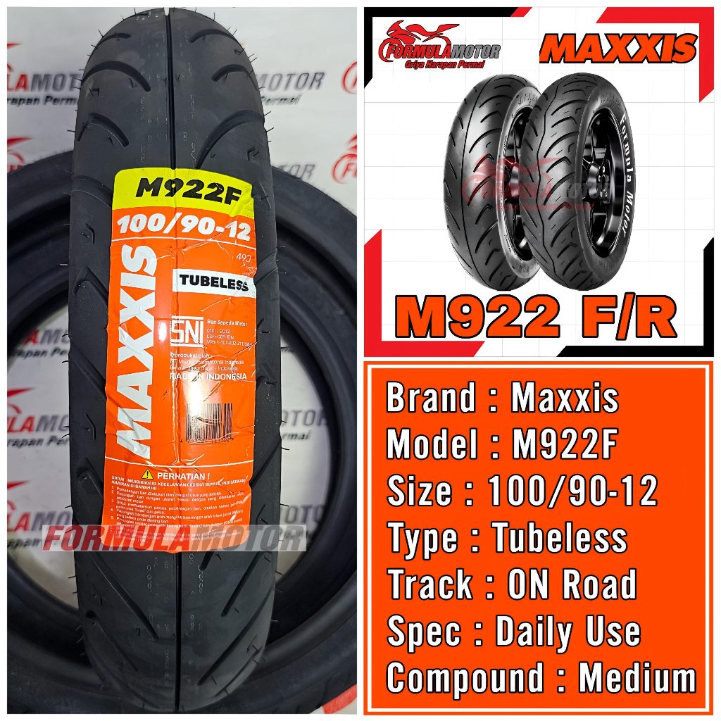 Jual 100/90-12 Maxxis M922F/M922 Ring 12 Tubeless - Ban Depan Scoopy ...