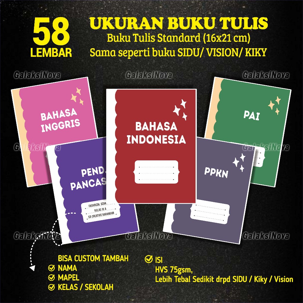Jual [58 Lembar] Buku Tulis Custom Sekolah SD,MI,SMP,MTS,SMA | Buku ...