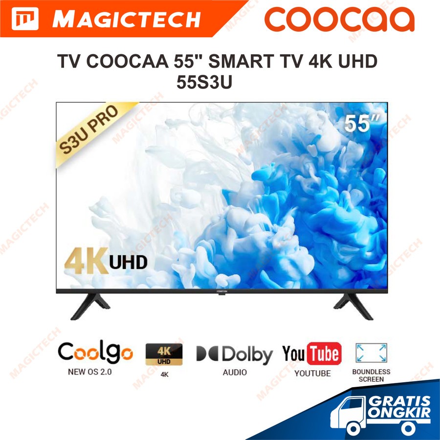 Jual TV COOCAA 55 INCH / 55" S3U / 55S3U SMART TV 4K UHD HDR 10 ...