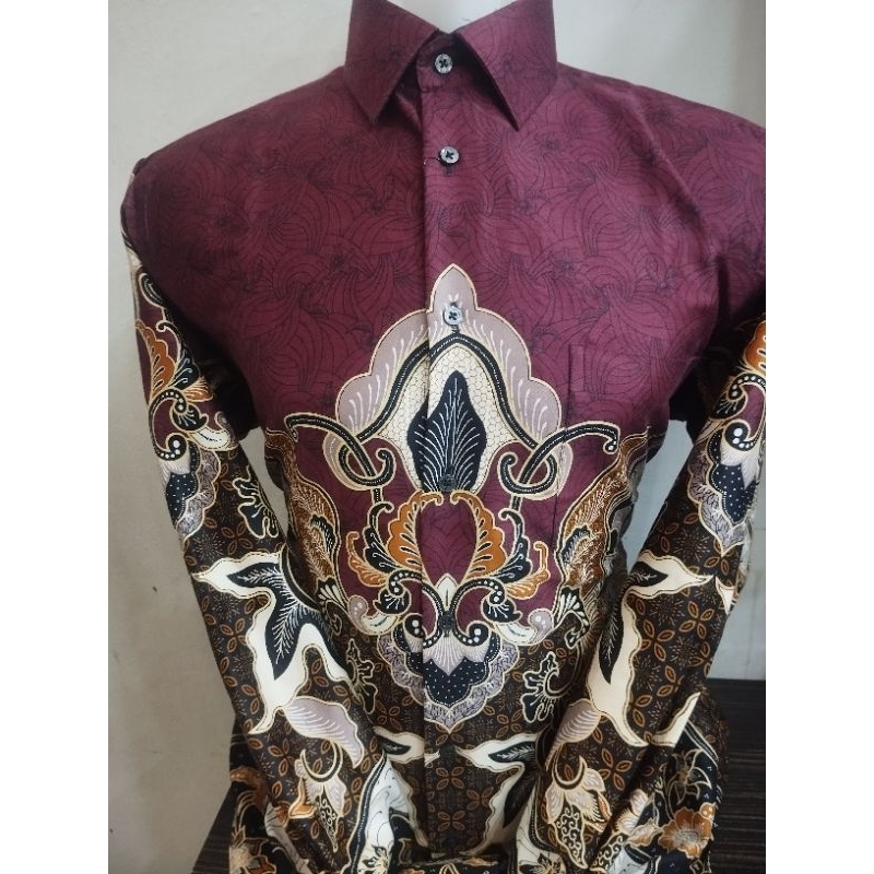 Jual Batik Alisan Motif Mahkota Lengan Panjang Slimfit | Shopee Indonesia