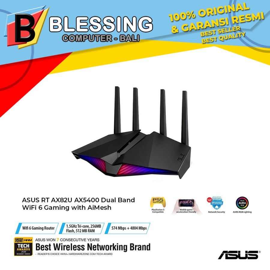 Jual Router ASUS RT AX82U AX5400 Dual Band WiFi 6 Gaming with AiMesh | Shopee Indonesia