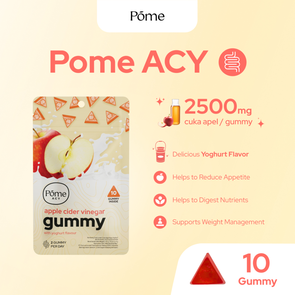 Jual Pome ACY 1 Sachet (10 gummy) - Gummy Cuka Apel Dengan Rasa Yoghurt ...