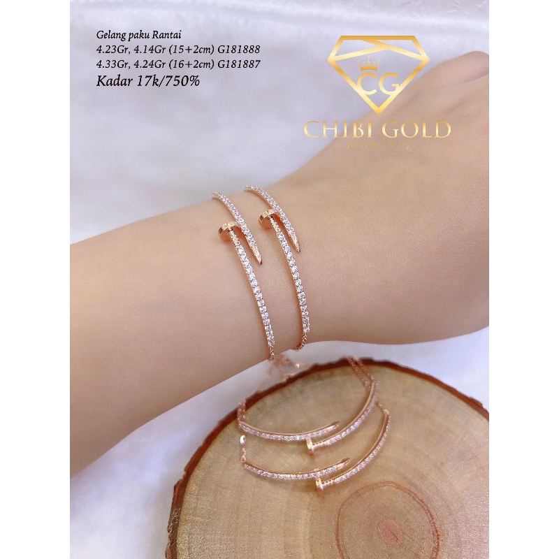 Jual CHIBI GOLD - Gelang Paku rantai emas 750 kadar 17k - chibigold ...