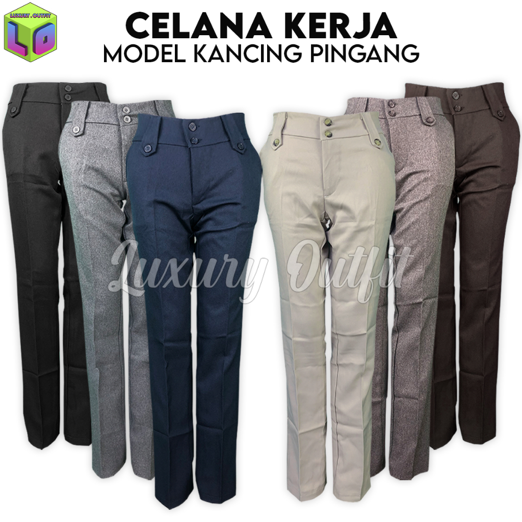 Jual Celana Panjang Wanita Pakaian Kerja Formal Kantoran Clana Bahan ...