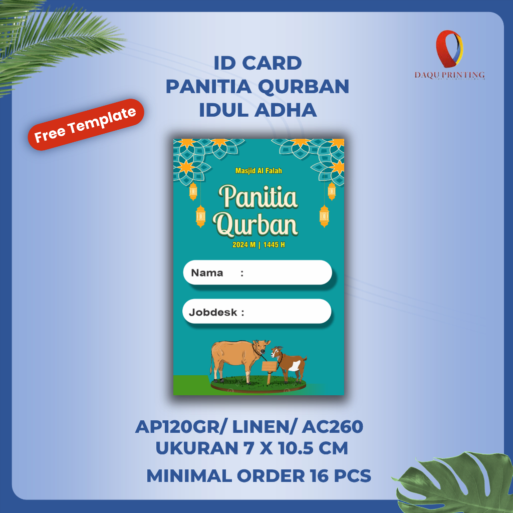Jual kartu Name tag / ID Card panitia Qurban - Acara Lembaga ...