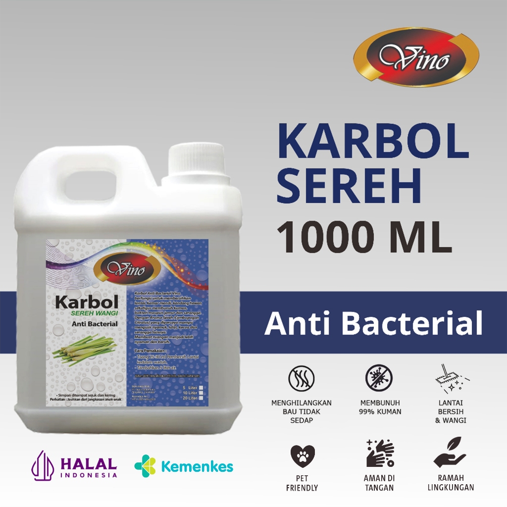 Jual Karbol Sereh Wangi Antibacterial VINO Karbol Sereh 1 Liter ...