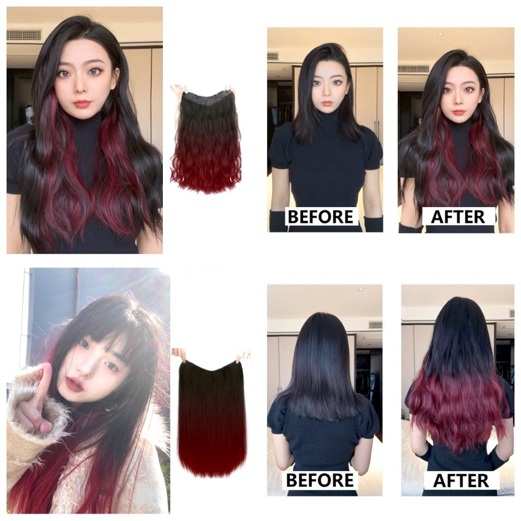 Jual Hairclip AESRORA Highlight Merah 50CM Lurus&Curly EX44&EX45 Bahan ...