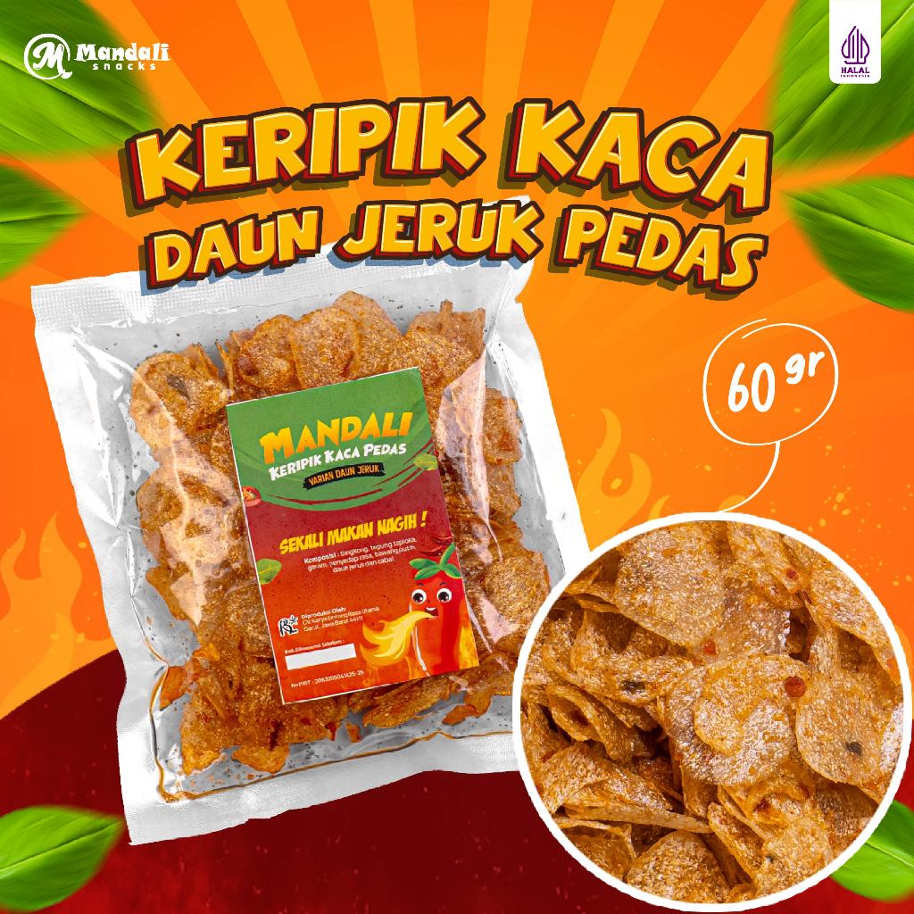 Jual Mandali Keripik Kaca Daun Jeruk Pedas 60gr | Shopee Indonesia