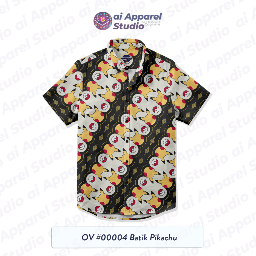 Jual Kemeja Dewasa Lengan Pendek Premium - OV #00004 Batik Pikachu | Shopee Indonesia