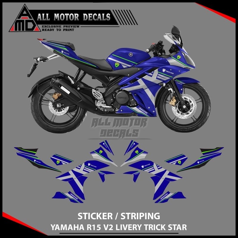 Jual Sticker Yamaha R15 V2 Livery Trick Star / Striping R15 Versi 2 ...