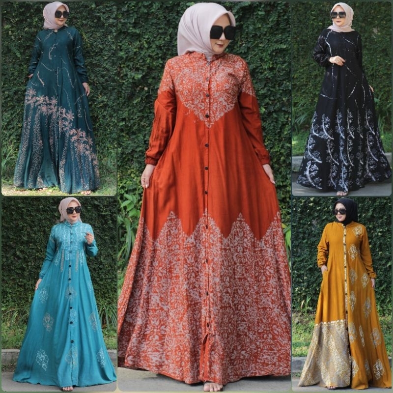 Jual gamis twill ori terbaru gamis kancing saku+tali samping klok 3m ...