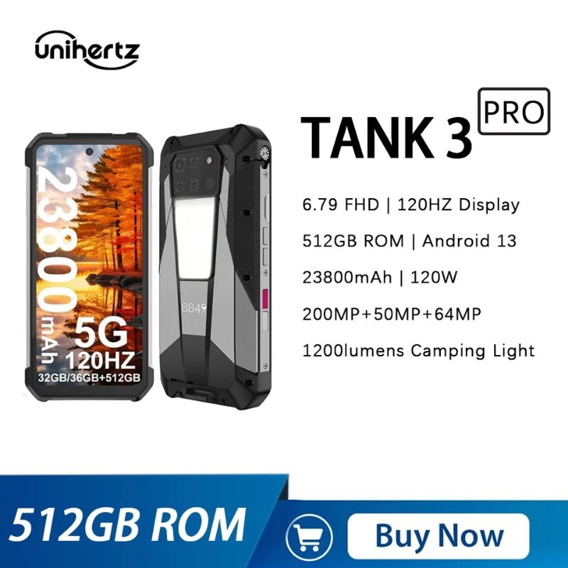 Jual Unihertz Tank 3 Pro Rugged 32GB/36GB+512GB Dimensity 8200 6.79 ...