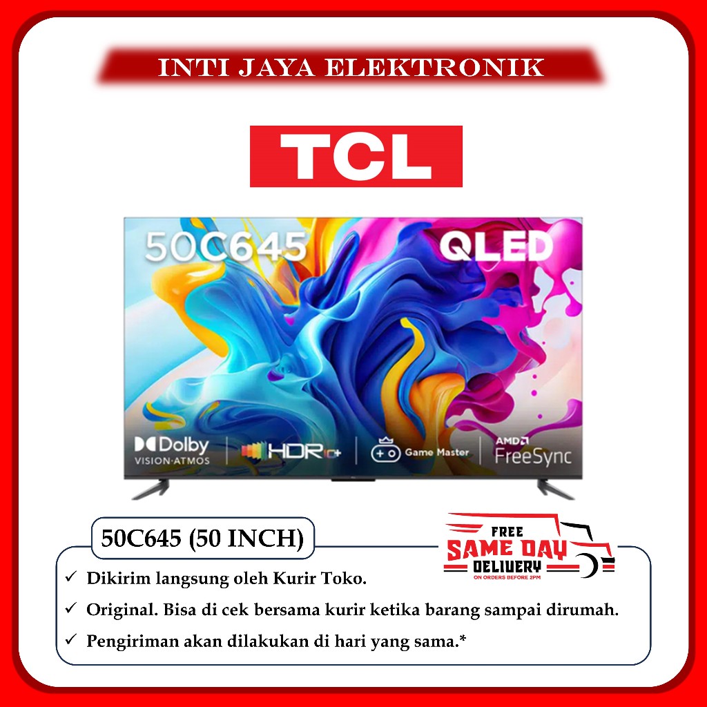 Jual TV TCL 50 INCH QLED 4K UHD GOOGLE ANDROID 11 TCL 50C645 TCL 50INCH | Shopee Indonesia