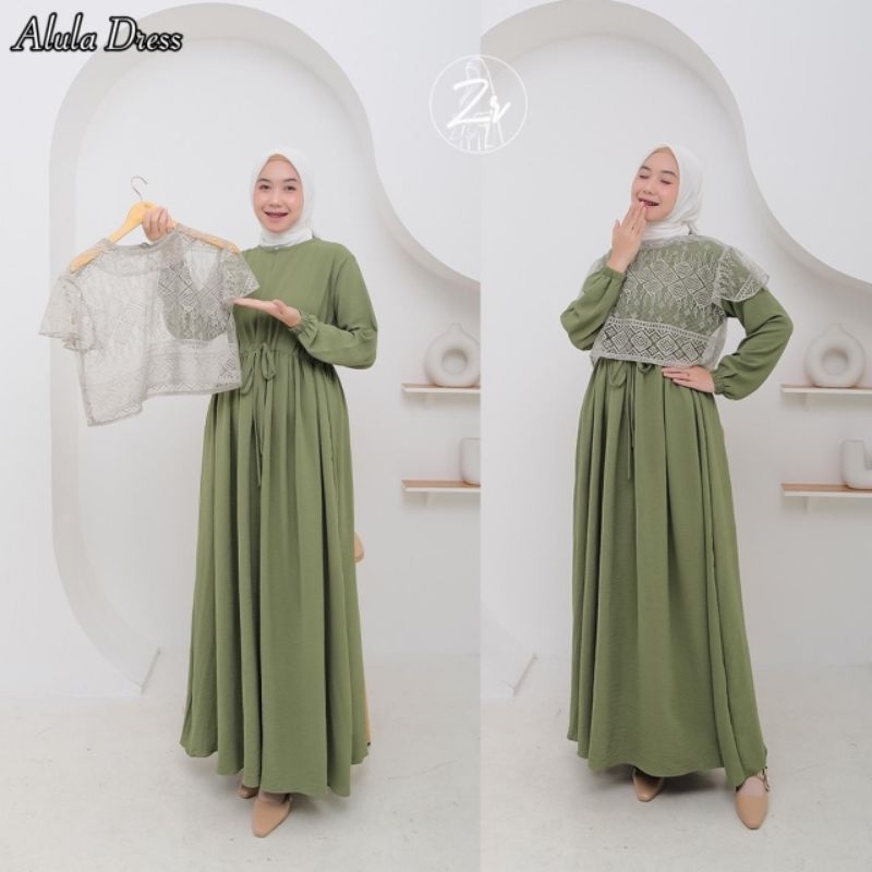 Jual ALULA DRESS 2in1 BY ZR CRINGKEL BROKAT outer crop brokat STYLISH ...