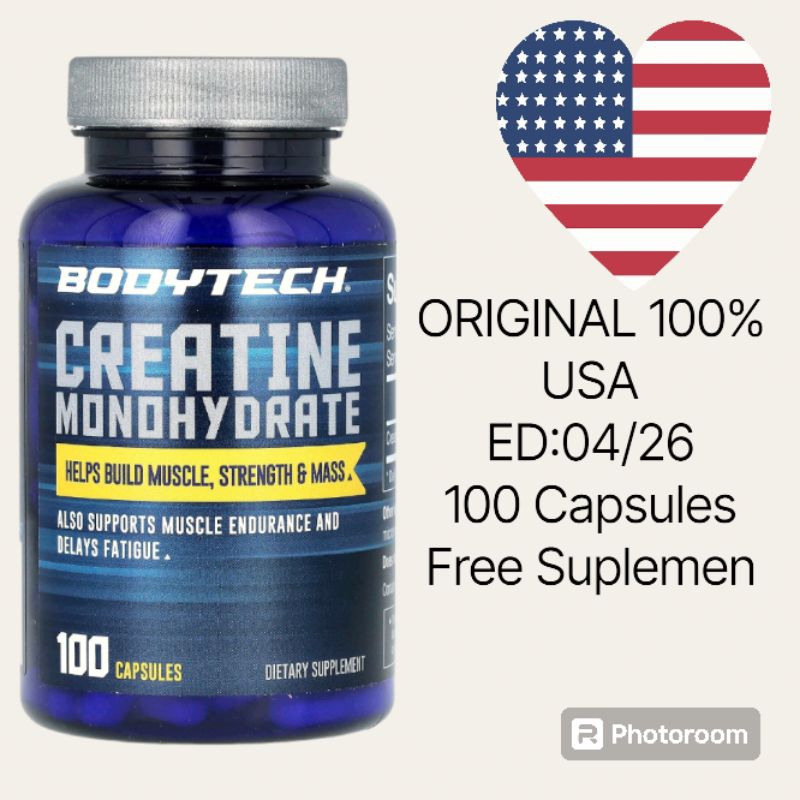 Jual BodyTech Creatine Monohydrate, 100 Capsules PRE-ORDER USA 9-10 ...