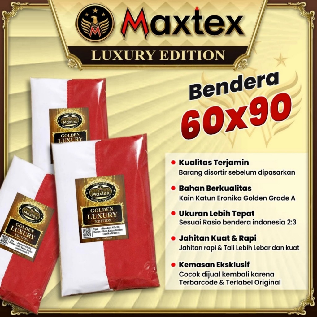 Jual BENDERA MERAH PUTIH BAHAN KATUN BENDERA MAXTEX LUXURY EDTIION ...