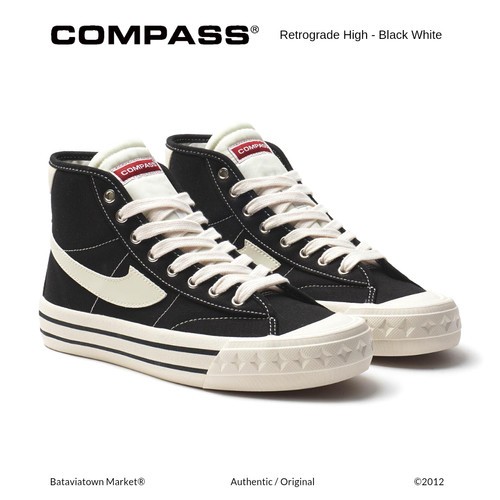 Jual Sepatu Compass Retrograde Hi Decon Black White | Shopee Indonesia