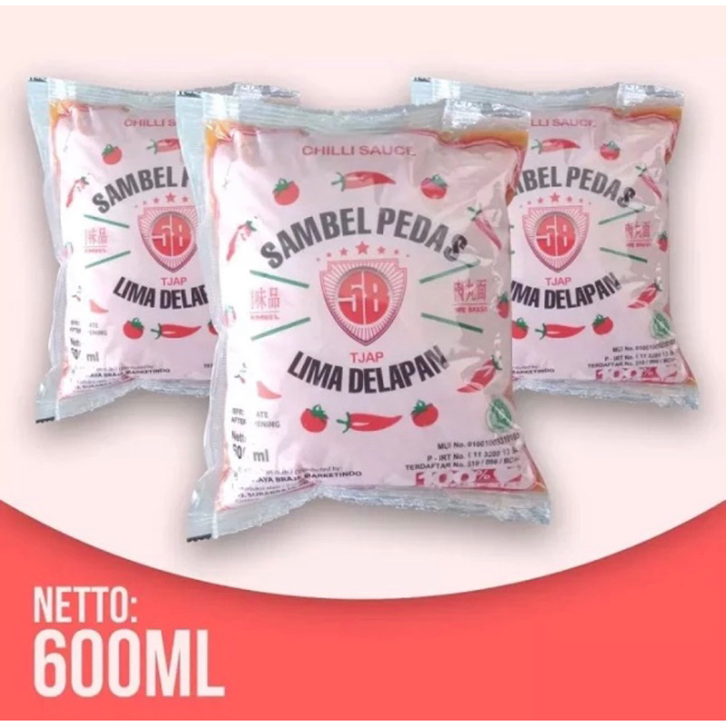 Jual Saos Sambal Cap 58 Lima Delapan 600ml / sambal bakso / sambal mie ...