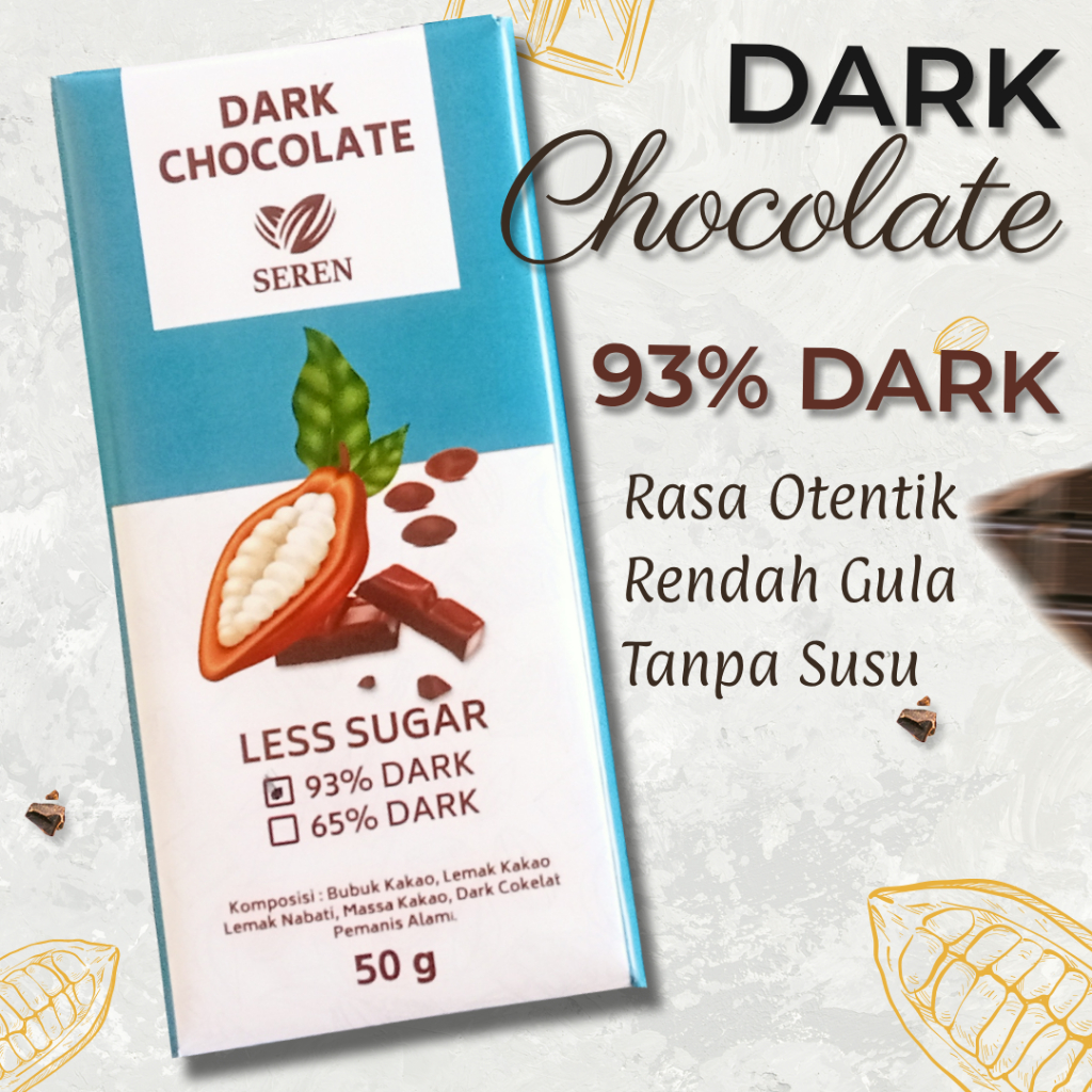 Jual 93 Persen Dark Chocolate | Coklat Batangan Rendah Gula - Seren ...