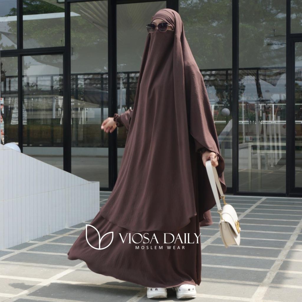 Jual MINA Set Abaya + French Khimar Semi Instan | Shopee Indonesia