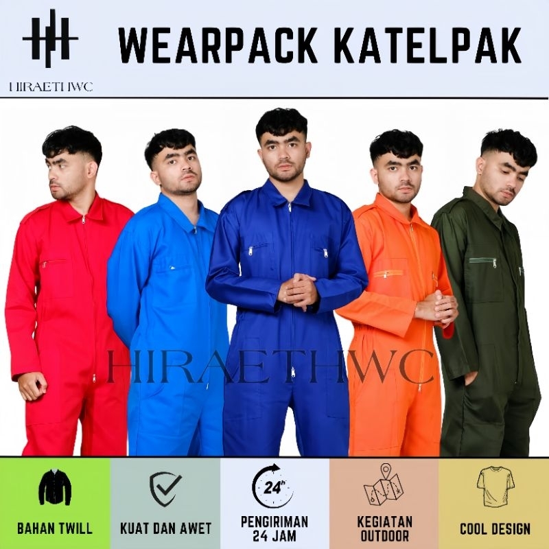 Jual WEARPACK POLOS HIJAU ARMY COVERALL LENGAN PANJANG KATELPAK MEKANIK ...