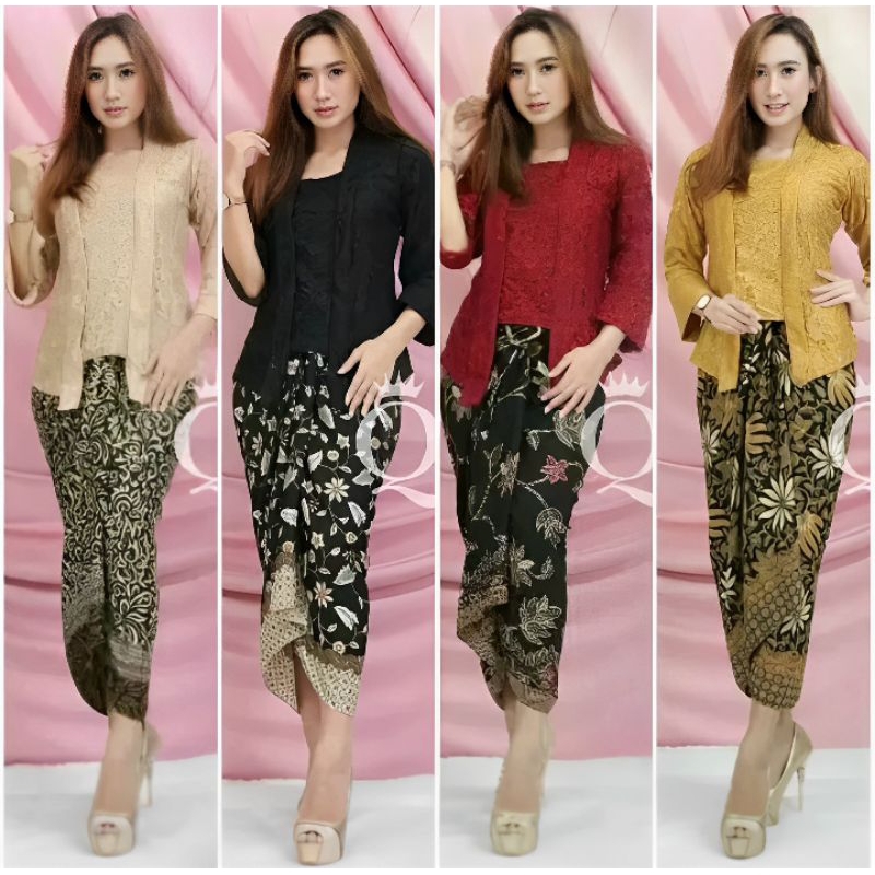 Jual Set Kebaya Brukat Modern Jumbo Ld 120 XXXL Atasan Kebaya Kutubaru Baju Kartini Lengan 7/8 ...