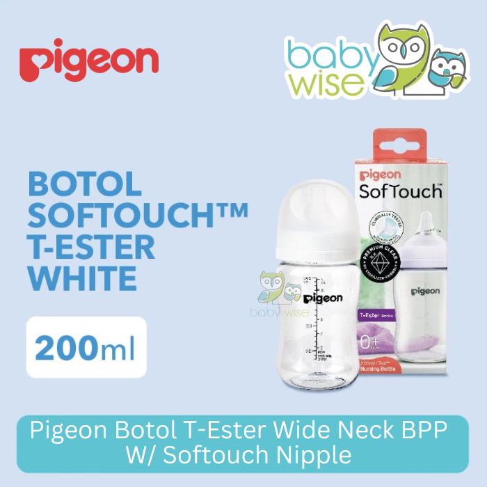 Jual Pigeon Botol T-Ester Wide Neck BPP w/ Softouch Nipple - Botol Susu Anak Bayi | Shopee Indonesia