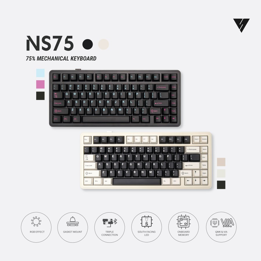 Jual VortexSeries NS 75 / NS75 QMK/VIA Wireless Tri Mode 75% Gasket ...