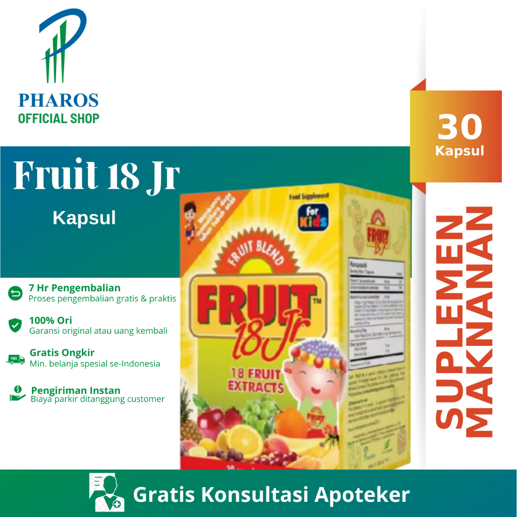 Jual Fruit 18 Junior / Supelmen Anak / Kids 30 Kapsul / Ektrak Buah ...