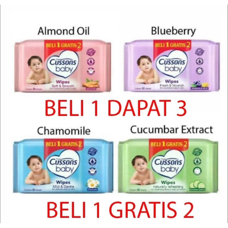 Jual CUSSONS BABY WIPES 45’S BELI 1 GRATIS 2 DAPAT 3BKS / TISSUE BASAH ...